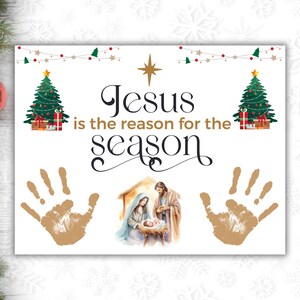 Nativity Handprint Art Craft Printable, Jesus is the Reason for the ...