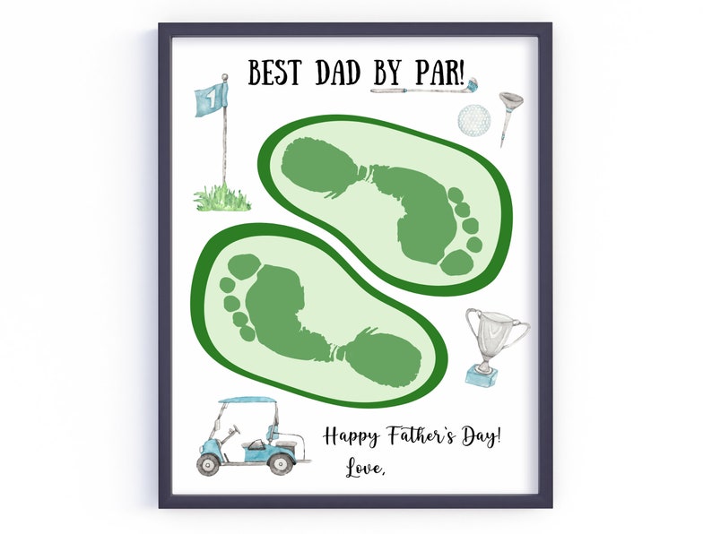 Father's Day Golf Handprint Footprint Art, Best Dad by Par, Printable ...