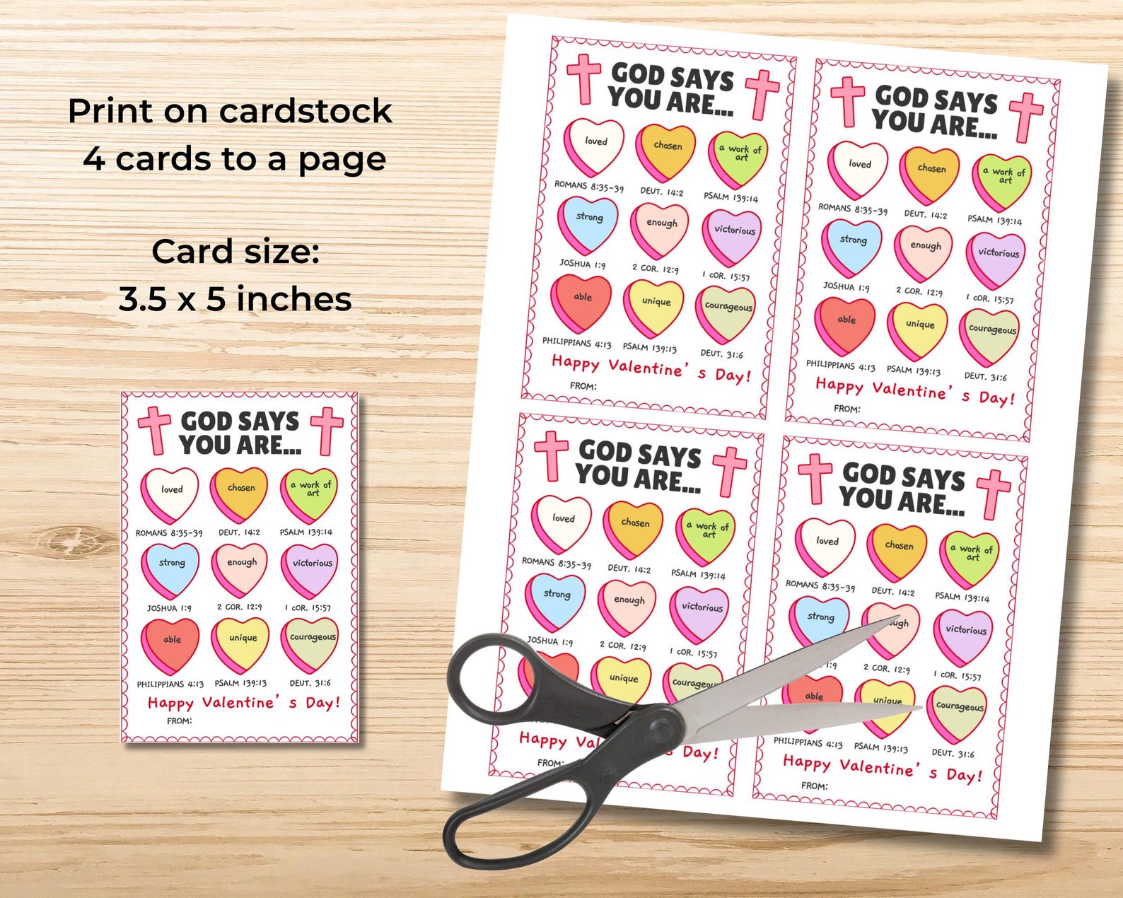 Bible Verse Valentine Cards, Printable God Says You Are Scripture ...