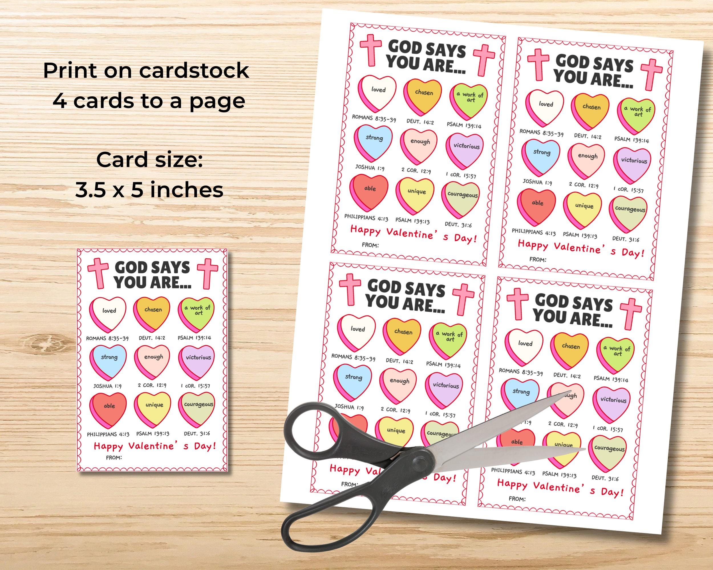 Bible Verse Valentine Cards, Printable God Says You Are Scripture ...