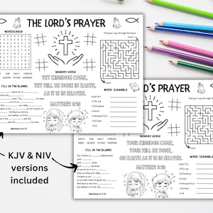 The Lord's Prayer Activity Placemat, Coloring Page for Kids, Lord's ...