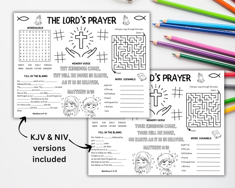 The Lord's Prayer Activity Placemat, Coloring Page for Kids, Lord's ...