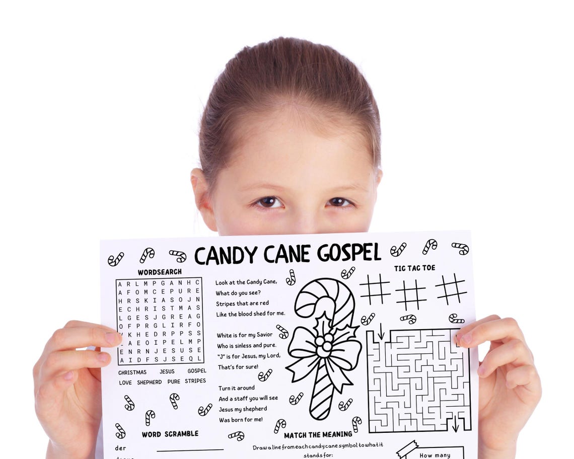 Candy Cane Gospel Activity Placemat, Legend of the Candy Cane Poem ...