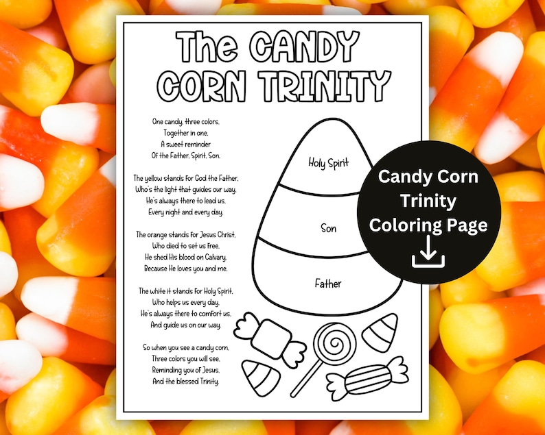 Candy Corn Trinity Printable Coloring Page, Candy Corn Trinity Poem ...