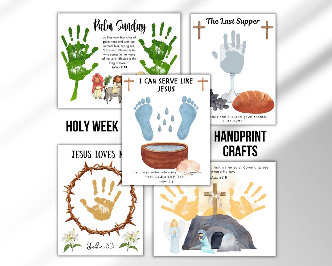 Holy Week Handprint Craft Bundle, Printable Christian Easter Art ...