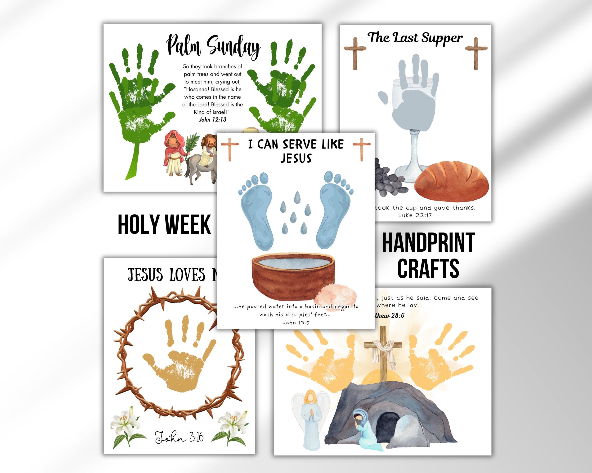 Holy Week Handprint Craft Bundle, Printable Christian Easter Art ...