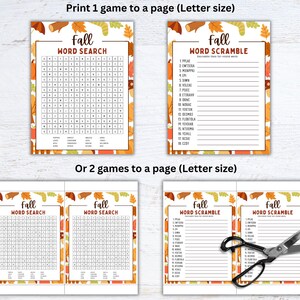 Fall Word Search & Word Scramble Puzzle, Printable Fall Games, Autumn ...