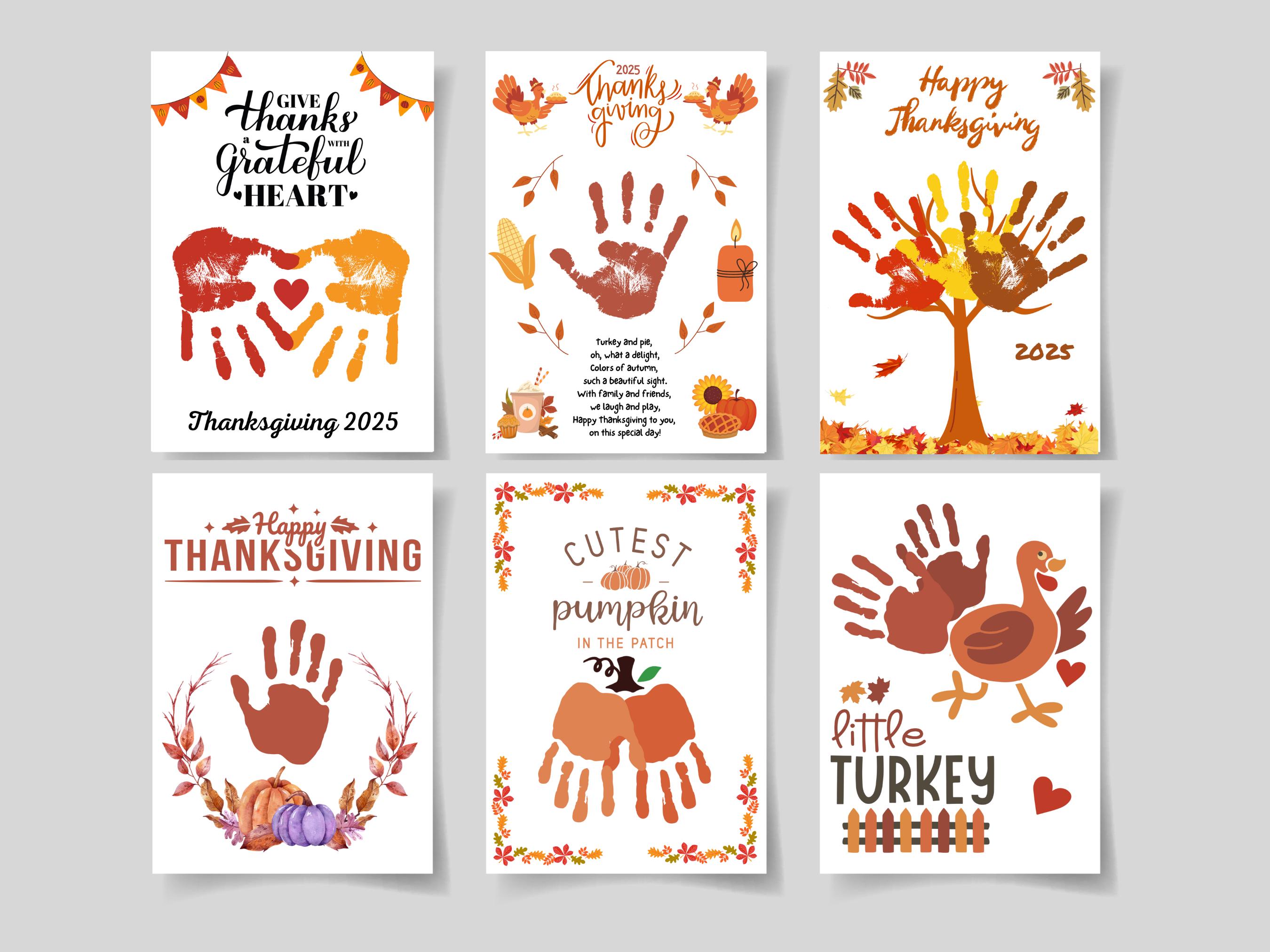 Thanksgiving Handprint Art Bundle, Handprint Craft, Printable, Turkey ...
