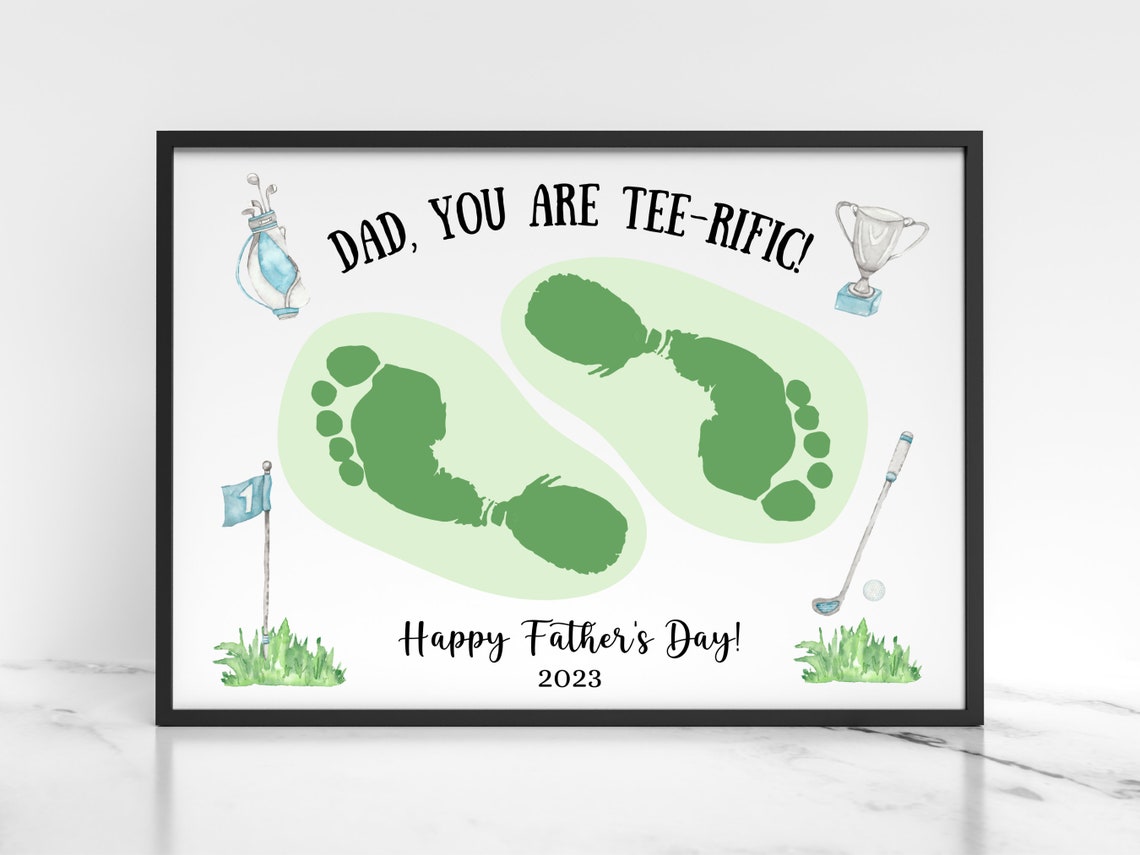 Father's Day Golf Handprint Footprint Art, Printable Craft, Father's ...