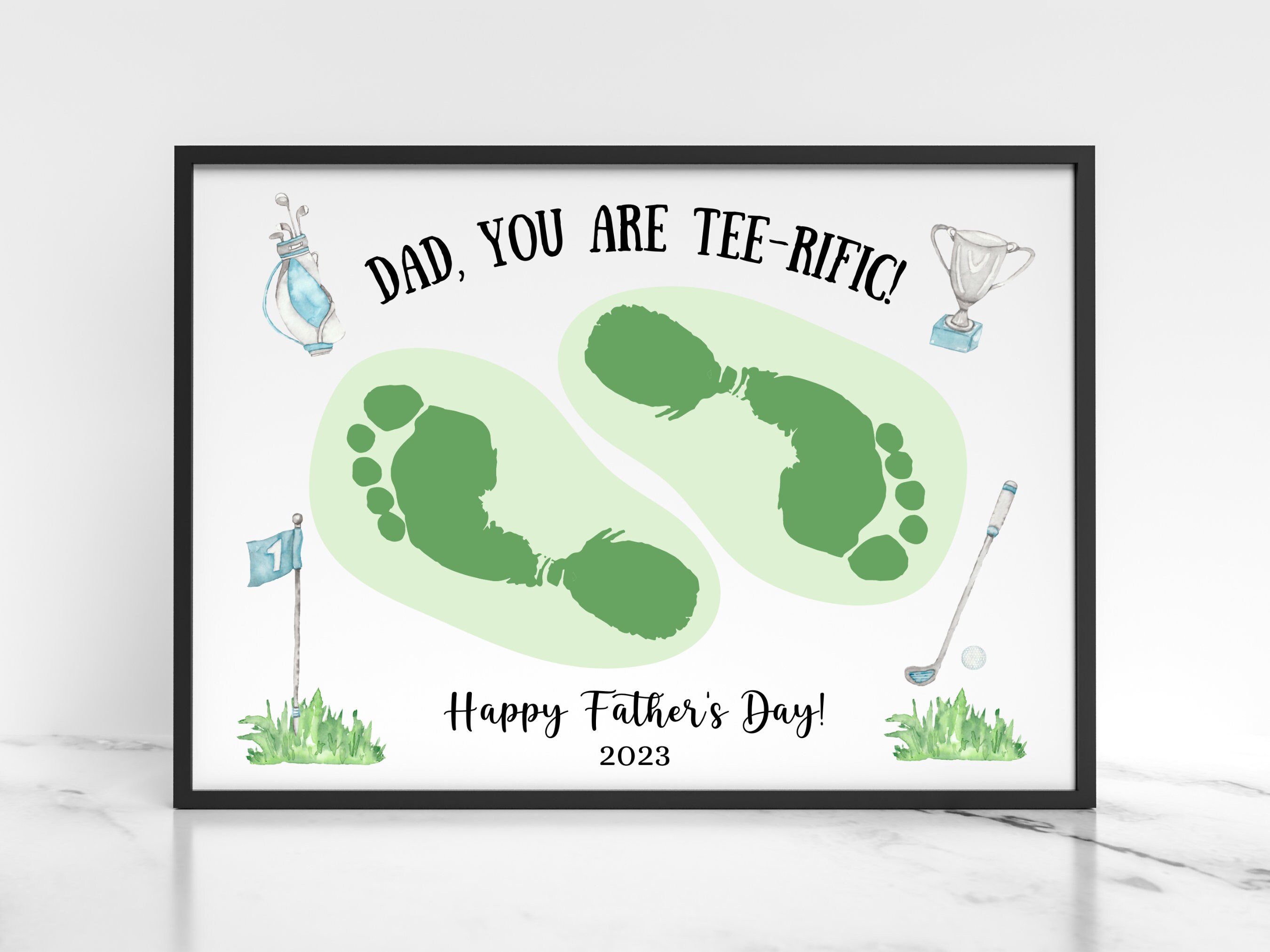Father's Day Golf Handprint Footprint Art, Printable Craft, Father's ...