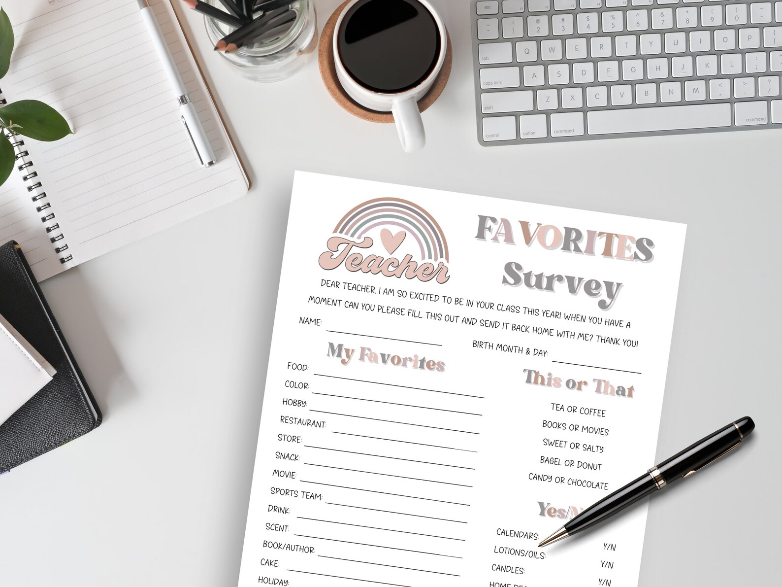 Printable Teacher Favorites Survey, My Favorite Things Teacher ...