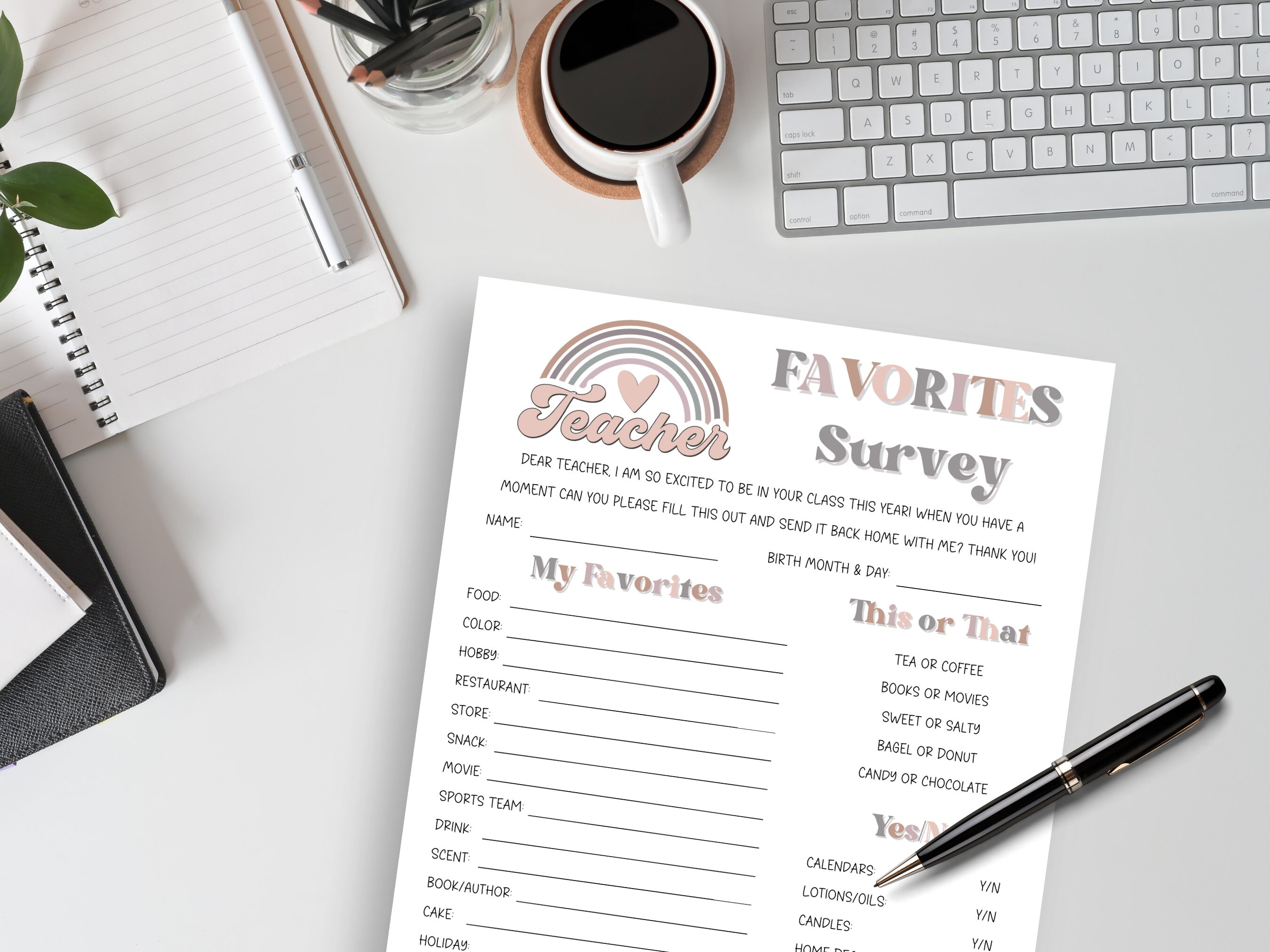 Printable Teacher Favorites Survey, My Favorite Things Teacher ...