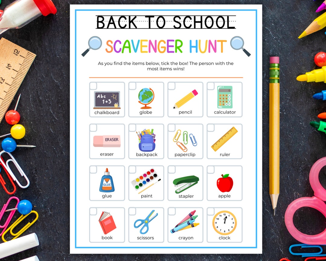 Back to School Scavenger Hunt for Kids, Classroom Treasure Hunt ...