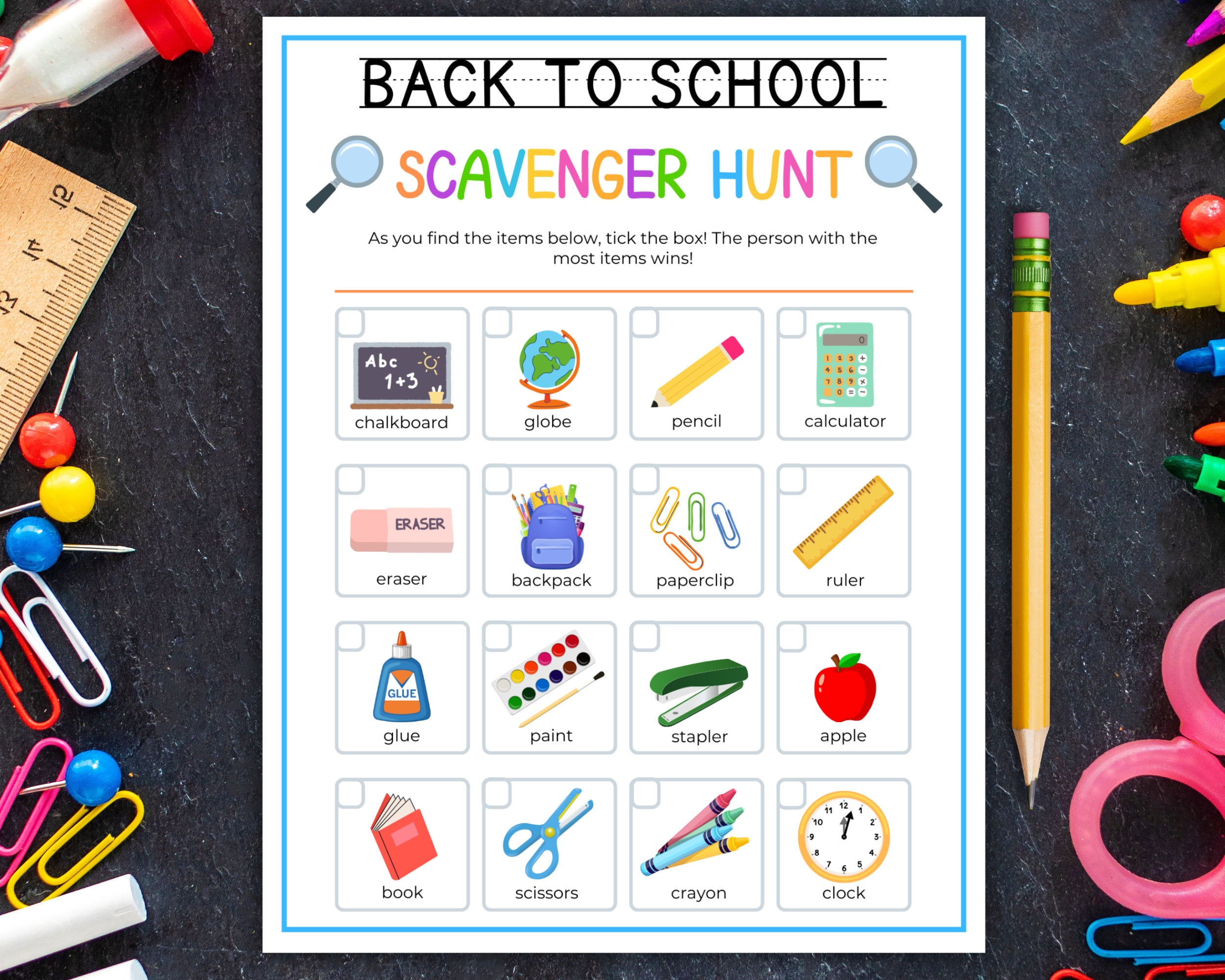 Back to School Scavenger Hunt for Kids, Classroom Treasure Hunt ...