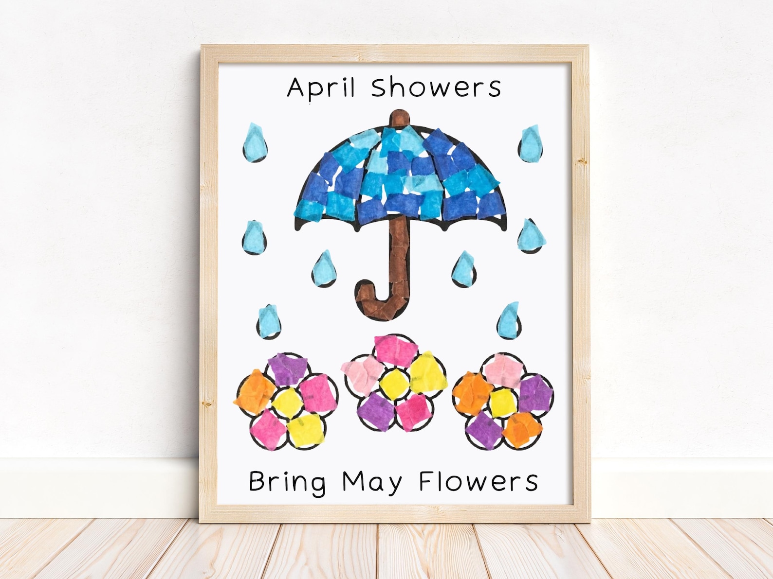 Spring Torn Paper Craft, April Showers Bring May Flowers Tissue Paper ...