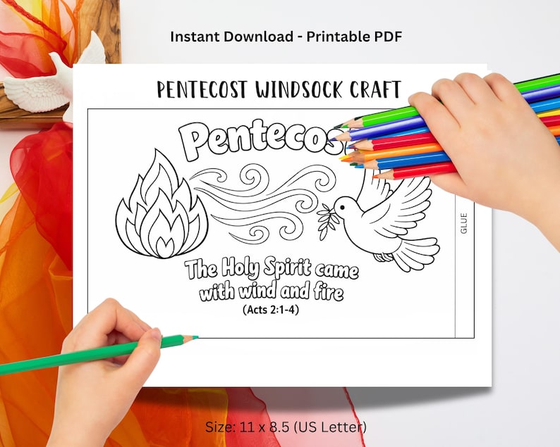 Pentecost Windsock Craft, Pentecost Bible Craft, Holy Spirit Sunday ...