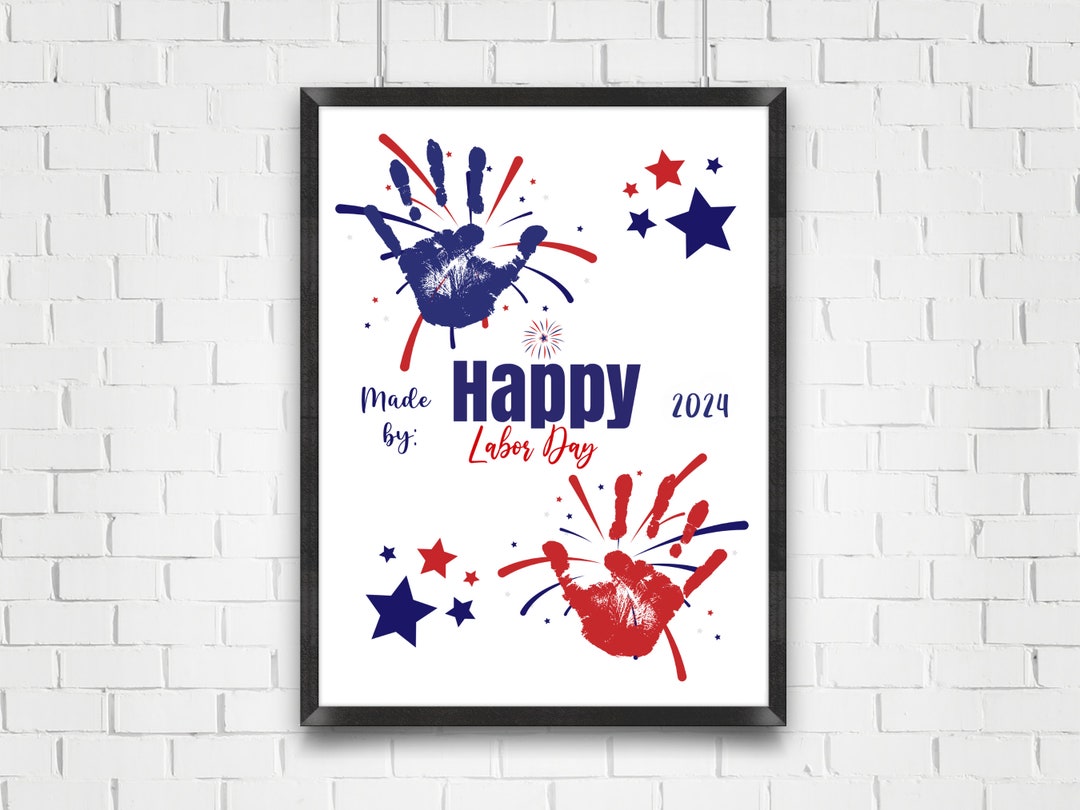 Labor Day Handprint Art Craft, Printable Labor Day Activity for Toddler ...