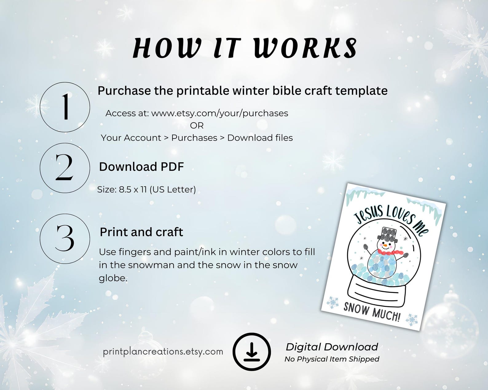 Winter Bible Craft Printable for Kids, Jesus Loves You Snow Much ...
