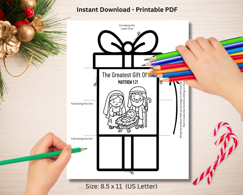Folding Surprise Christmas Card Paper Craft, Nativity Bible Craft ...