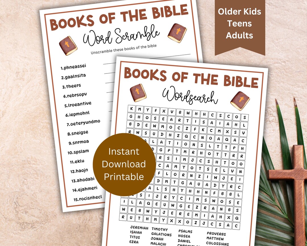Books of the Bible Word Search & Word Scramble Puzzle, Printable Bible ...
