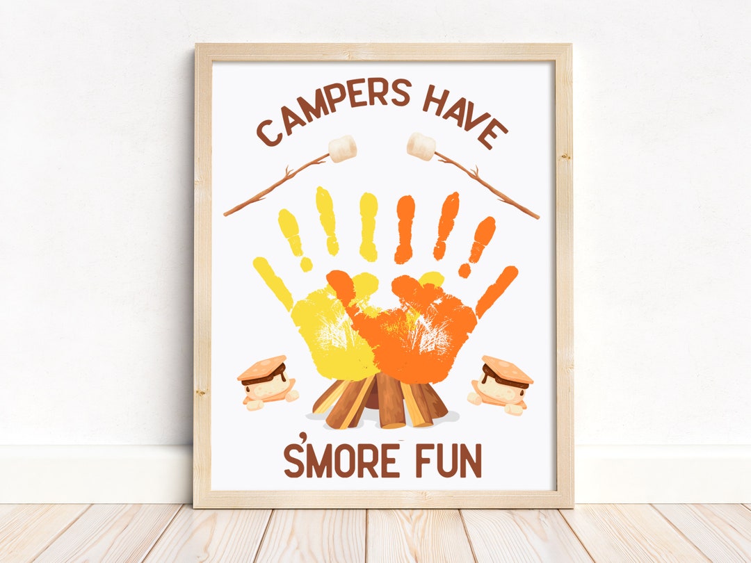 Campfire Handprint Craft, Printable Camping Handprint Art, Campers Have ...