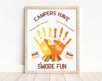Campfire Handprint Craft, Printable Camping Handprint Art, Making S ...
