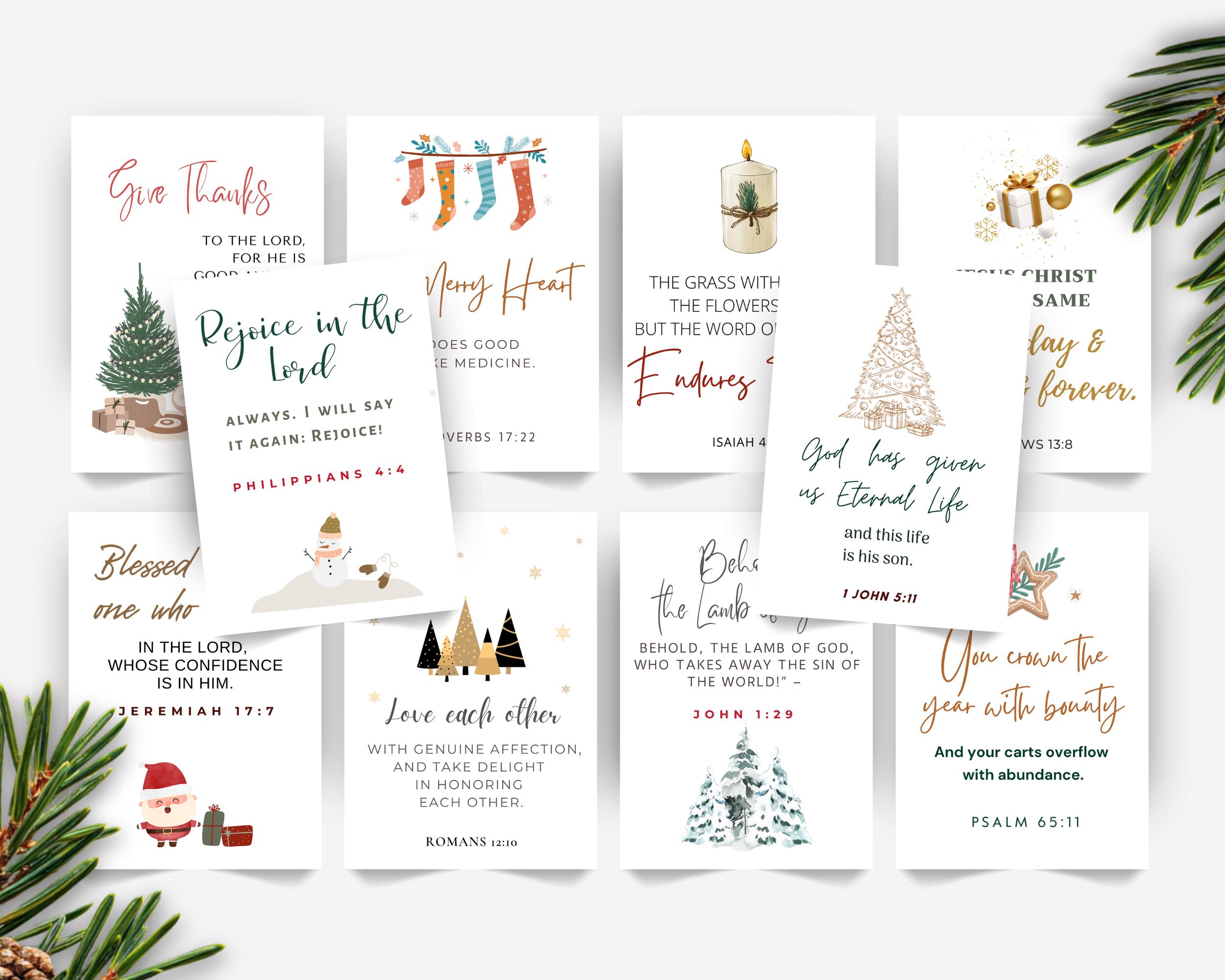 Christmas Bible Verse Cards, Religious Christmas Scripture Cards ...