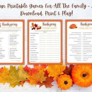 Printable Thanksgiving Games Bundle, for Kids, for Adults, Thanksgiving ...