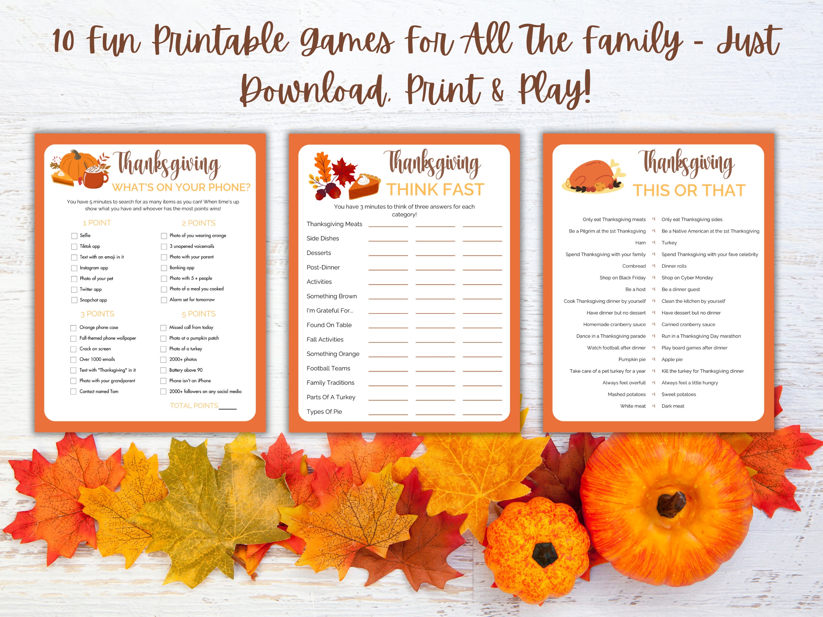 Printable Thanksgiving Games Bundle, for Kids, for Adults, Thanksgiving ...