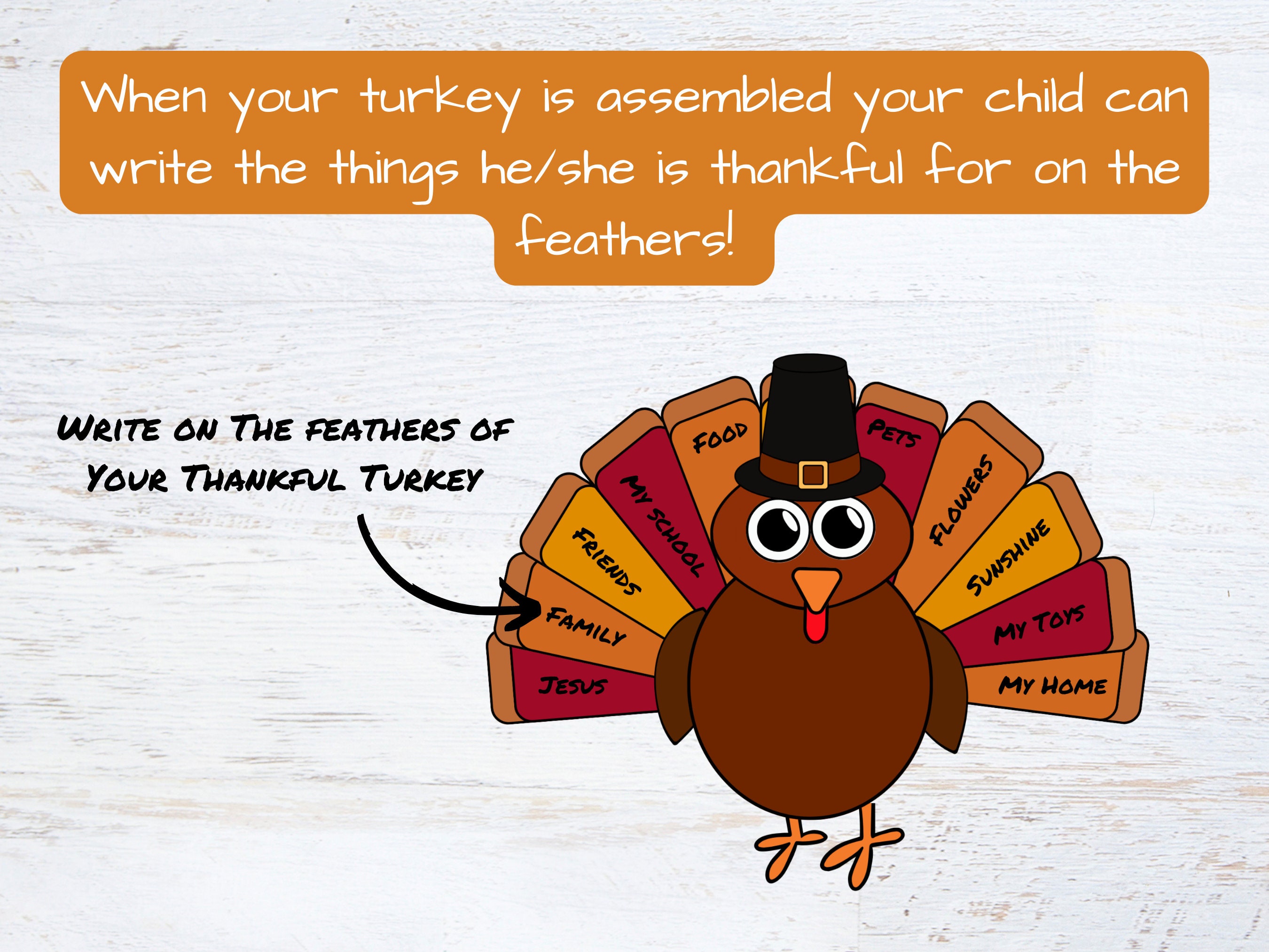 Build A Turkey Craft for Kids, Thankful Turkey, Printable Thanksgiving ...