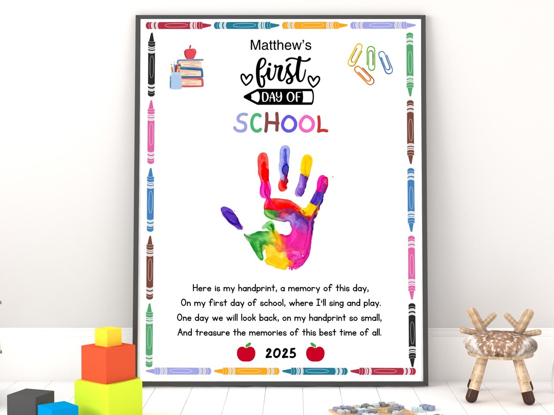 Editable First Day of School Handprint Art 2025, First Day of School ...