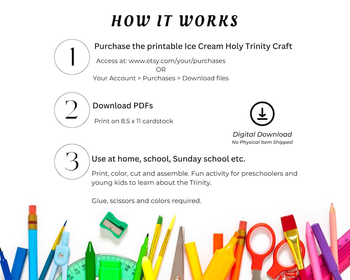 Holy Trinity Craft Printable, Summer Coloring Craft, Ice Cream Craft ...
