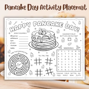Printable Pancake Day Activity Placemat, Coloring Page, Shrove Tuesday ...