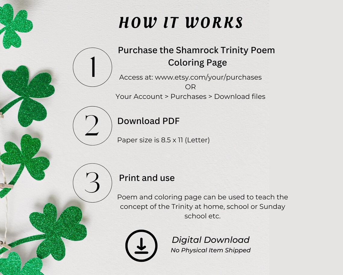 St. Patrick's Day Holy Trinity Coloring Page, Printable Shamrock ...