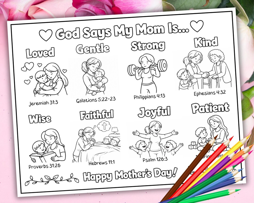 God Says My Mom is Christian Mother’s Day Coloring Page for Kids, Bible ...