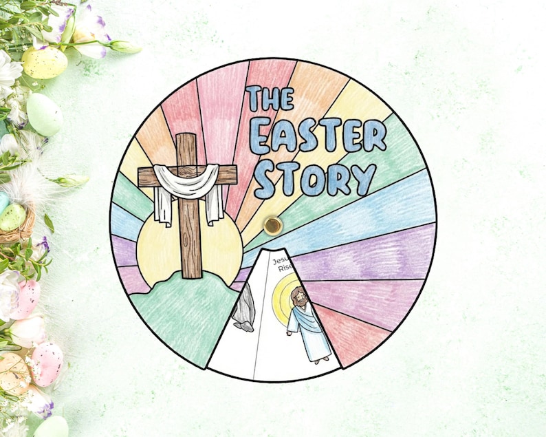 Easter Story Wheel Craft, Easter Bible Craft, Easter Bible Spinner ...