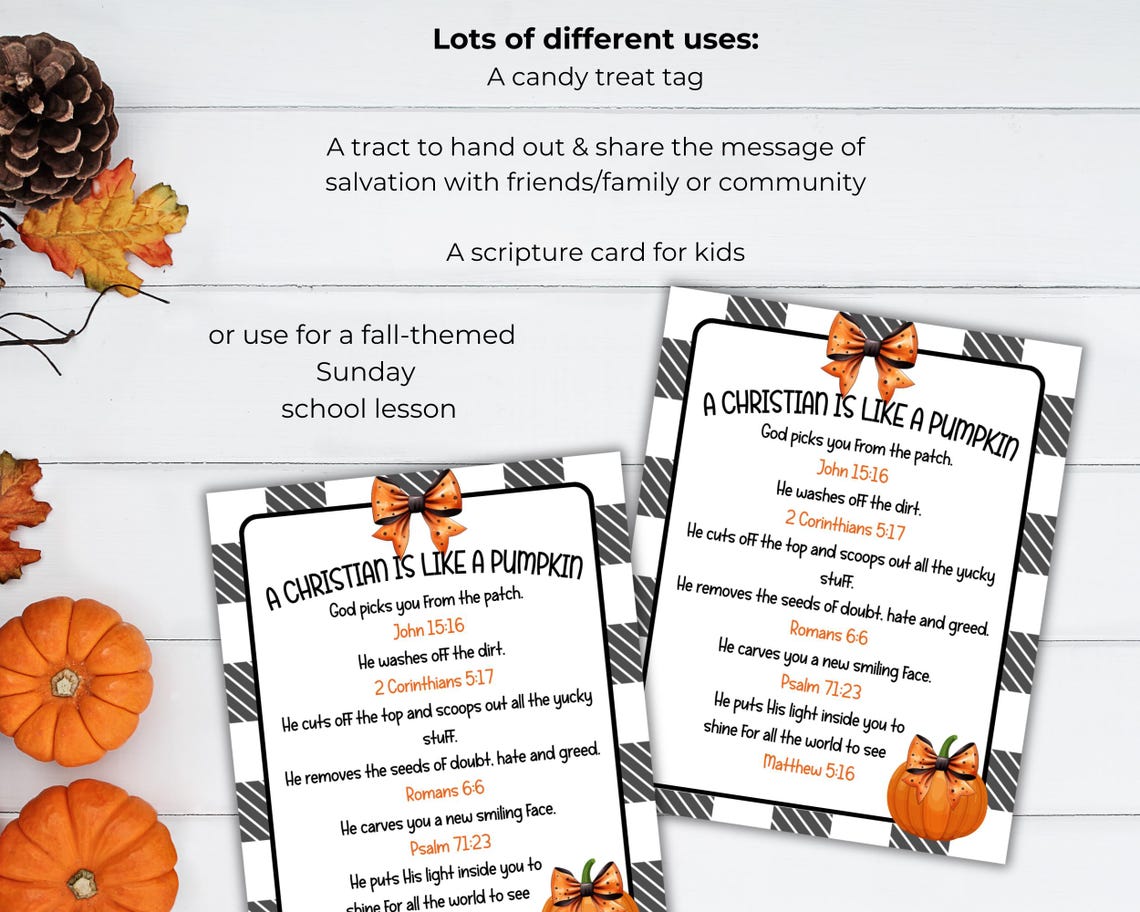 Pumpkin Gospel Treat Tag Printable, Being A Christian is Like Being A ...