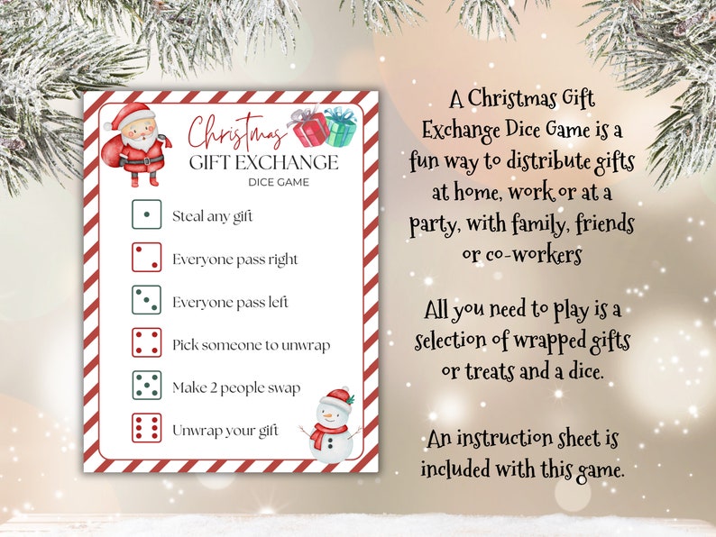 Christmas Gift Exchange Dice Game, Family, Friends, Office Party Gift ...