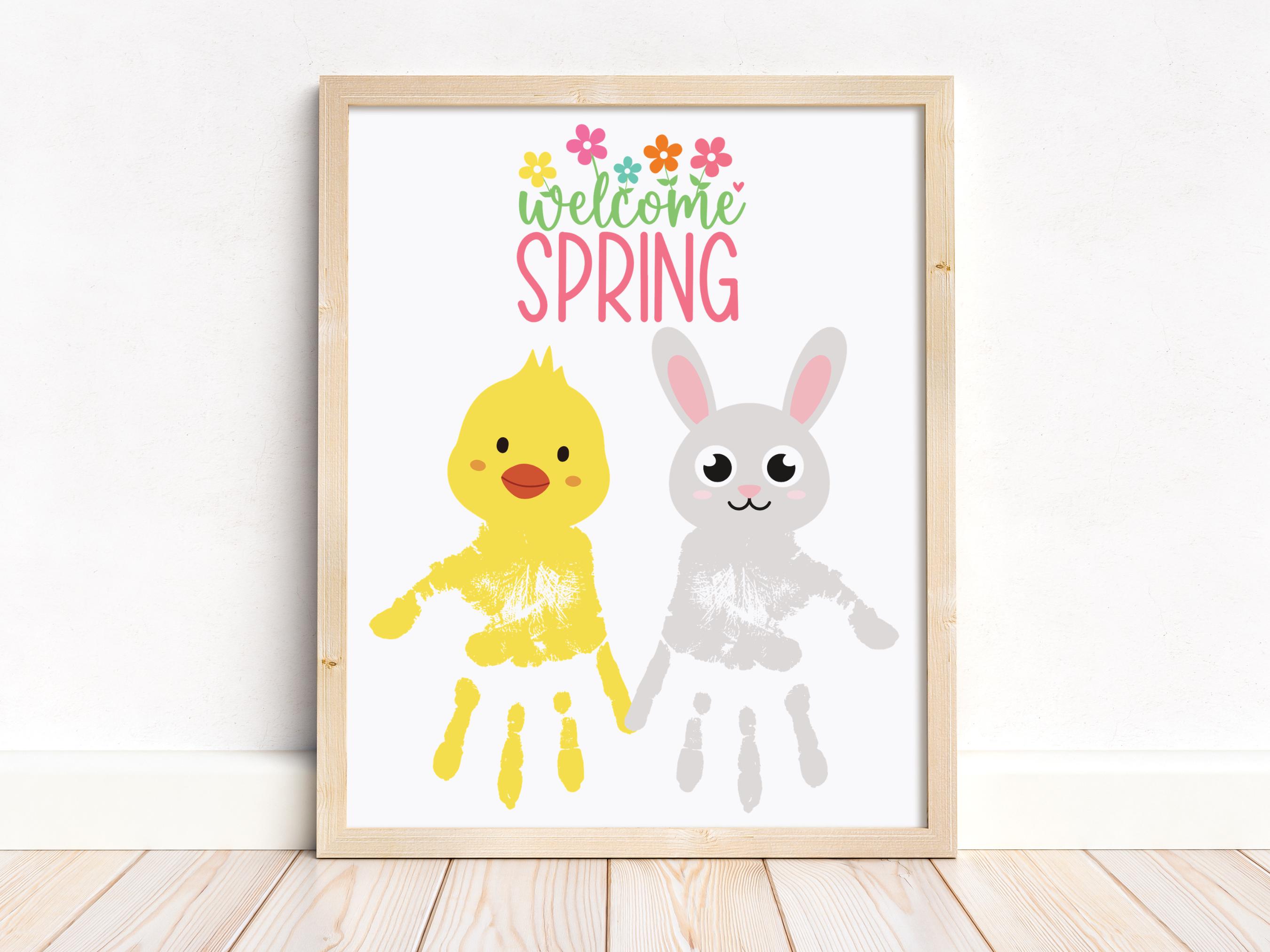 Spring Handprint Art Bundle, Spring Handprint Craft, Printable, Spring ...