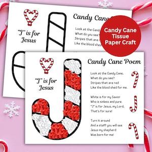 Candy Cane Tissue Paper Art, Christmas Torn Paper Craft for Kids ...