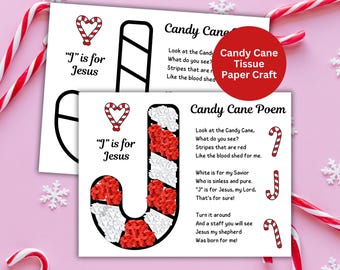 Candy Cane Tissue Paper Art, Christmas Torn Paper Craft for Kids ...