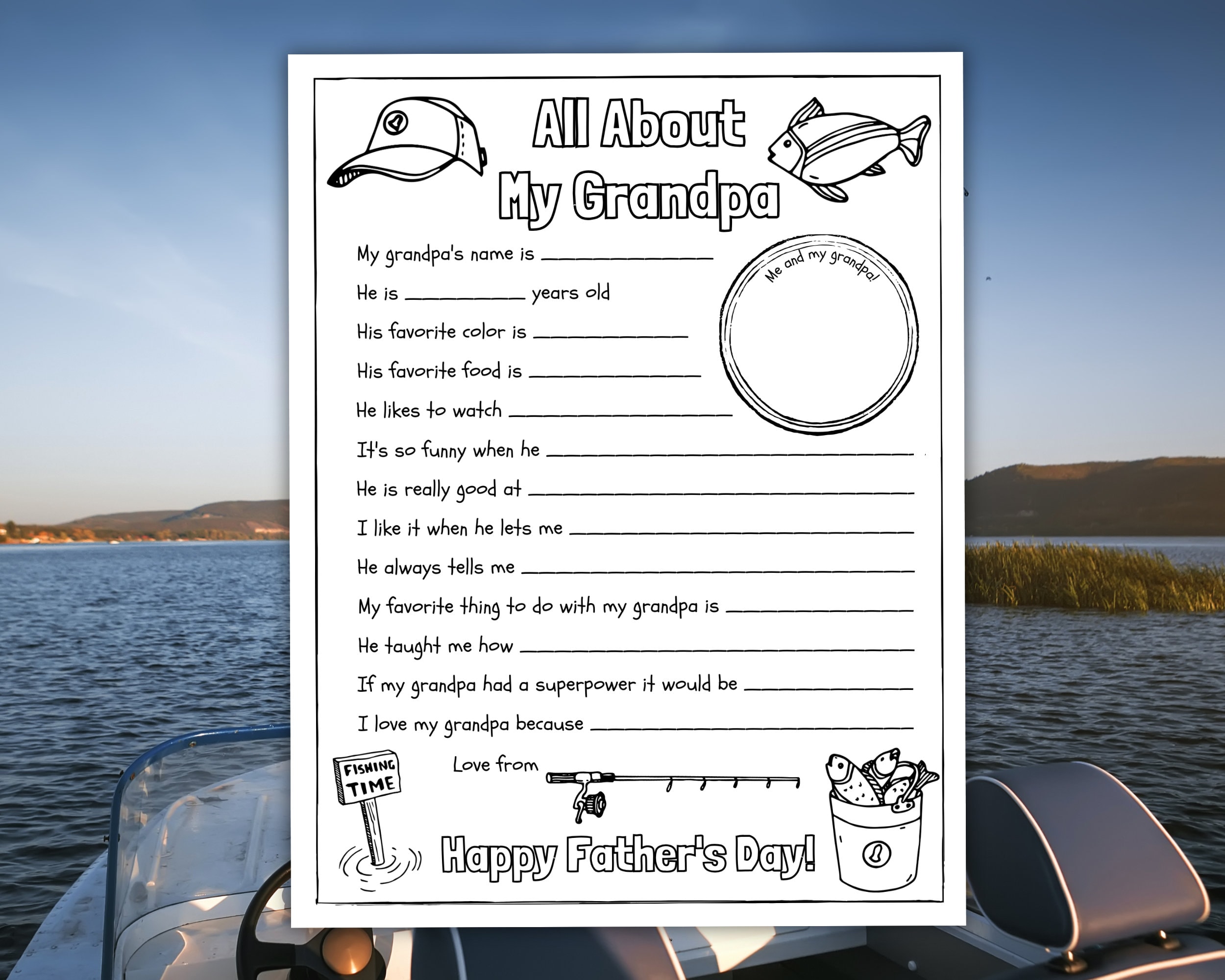 All About My Grandpa Printable Father's Day Fishing Gift for Grandpa ...
