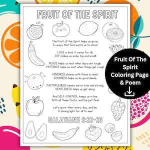 Fruit of the Spirit Coloring Page Printable, Galatians 5 22-23 Bible ...