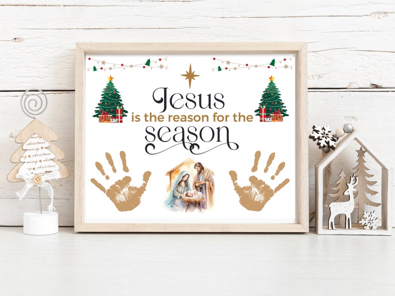 Nativity Handprint Art Craft Printable, Jesus is the Reason for the ...