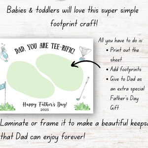 Father's Day Golf Handprint Footprint Art, Printable Craft, Father's ...
