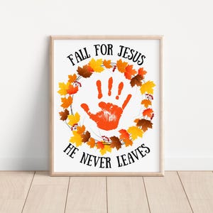 Fall for Jesus Handprint Craft, Fall Bible Craft Printable, Fall Leaves ...