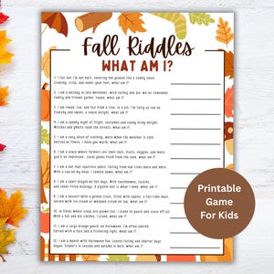 Fall Riddles Game for Kids, What Am I Game, Printable Fall Game, School ...
