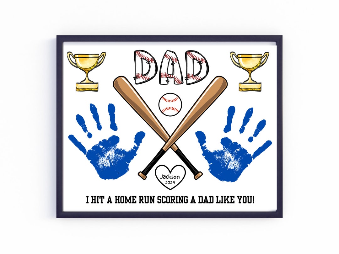 Father's Day Baseball Handprint Art, I Hit A Home Run, Printable ...