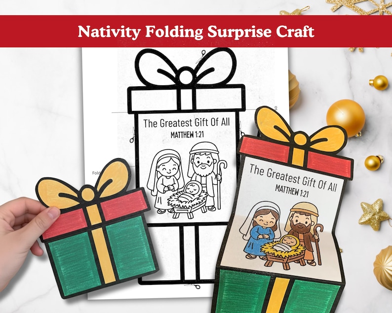 Folding Surprise Christmas Card Paper Craft, Nativity Bible Craft ...