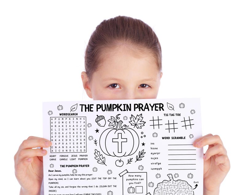 Pumpkin Prayer Printable Fall Activity Placemat, Pumpkin Carving ...